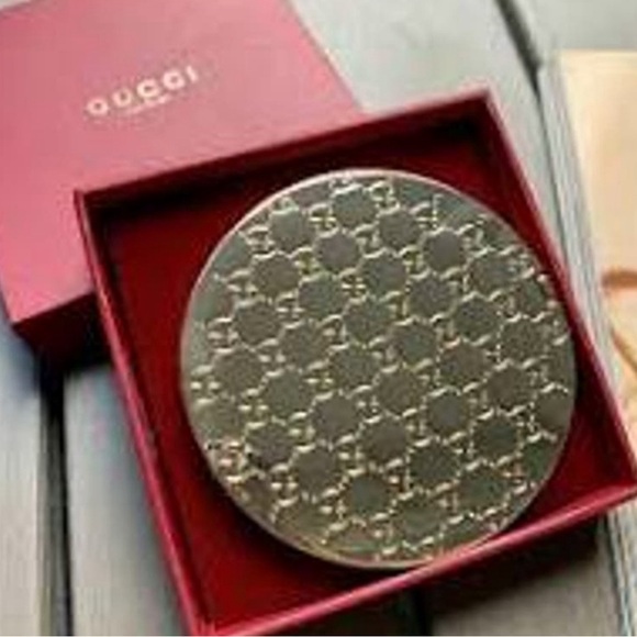 Gucci | Other | Gucci Monogram Engraved Gold Mirror With Box | Poshmark